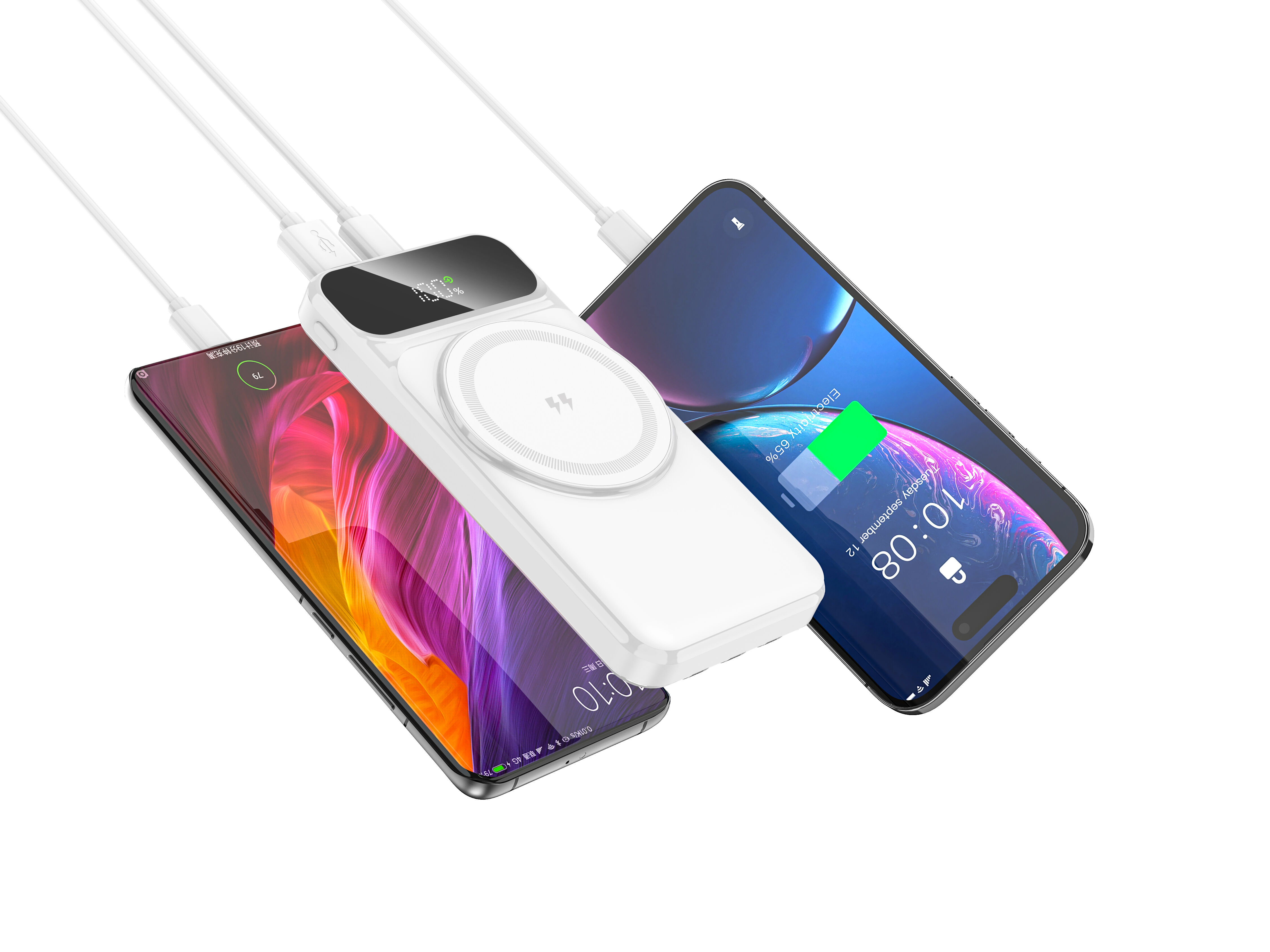 High Back 10000mah Magnetic Charging Power Bank With B Cable Digital ...
