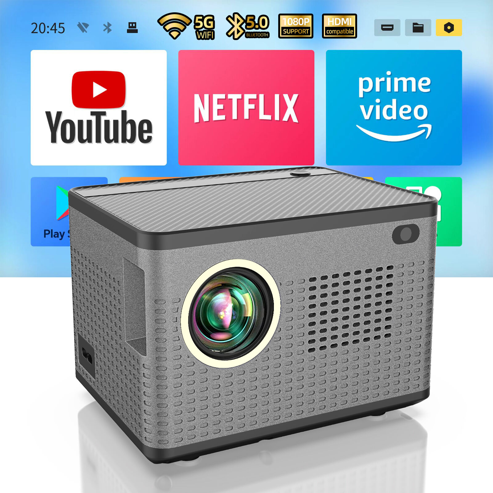 Atv Projector Voice Control Android 11.0 Smart Projector 720p Wifi 6 ...