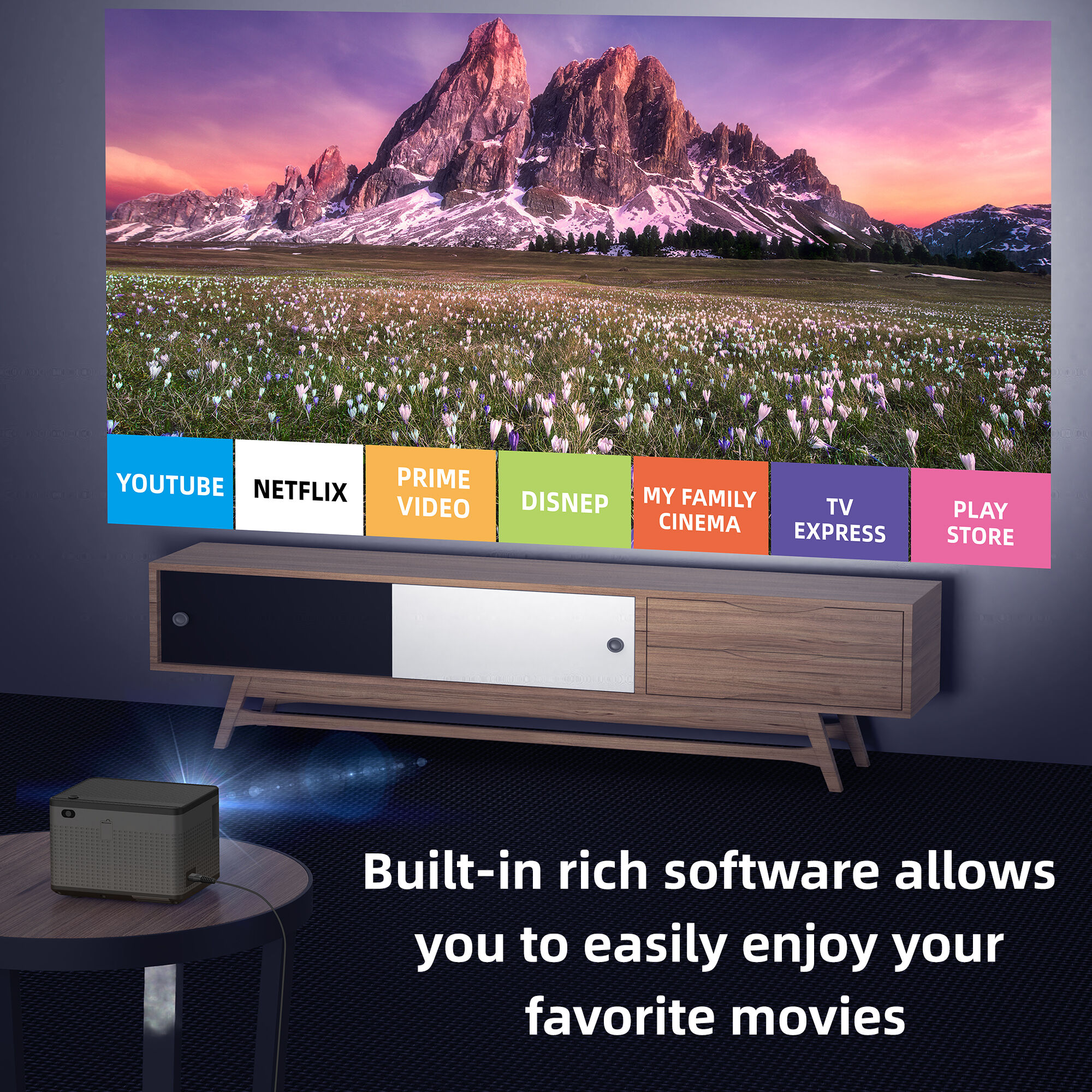 Atv Projector Voice Control Android 11.0 Smart Projector 720p Wifi 6 ...