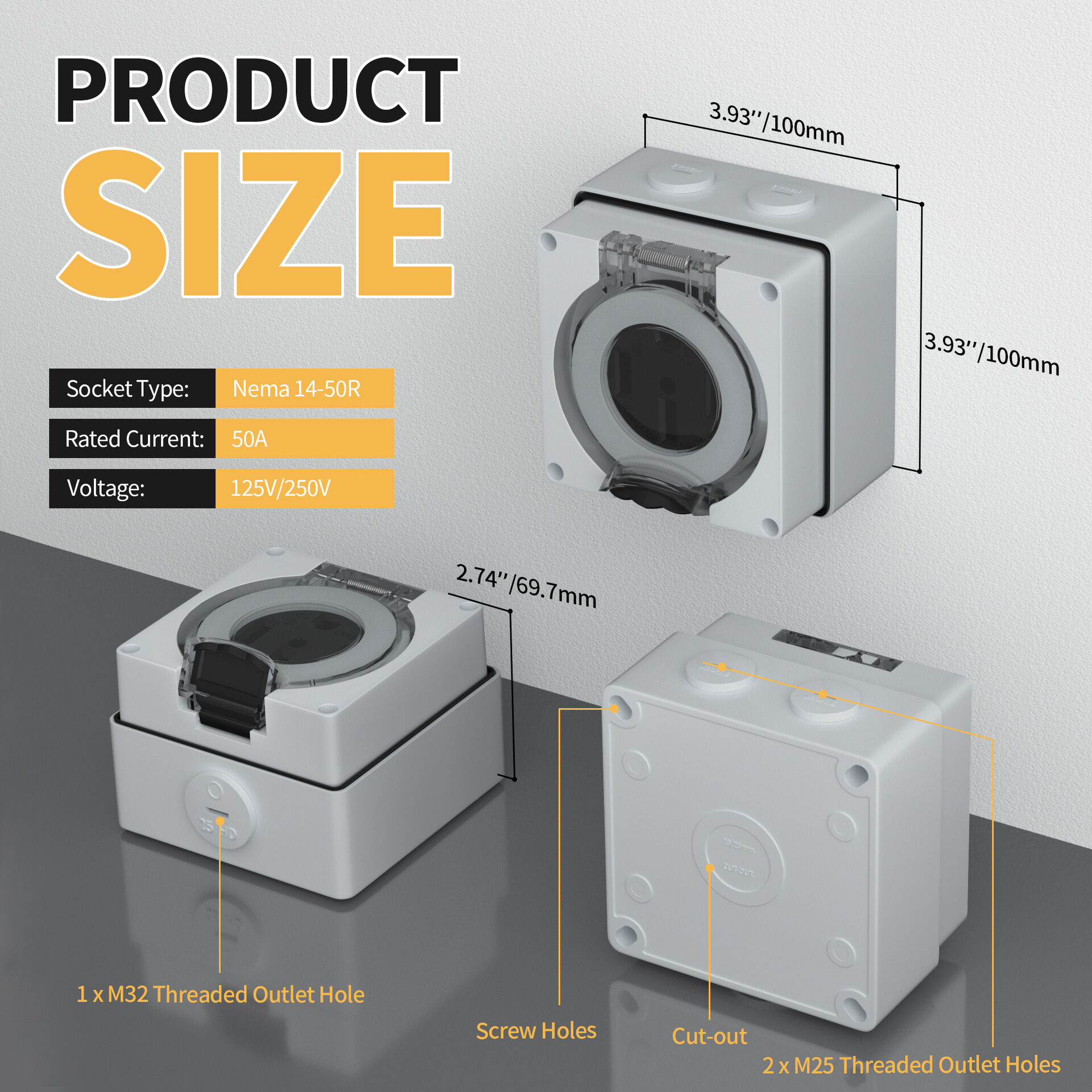 Nema Locking Charging Pile Socket 250v 50amp Rv Power Outlet Box Flame ...