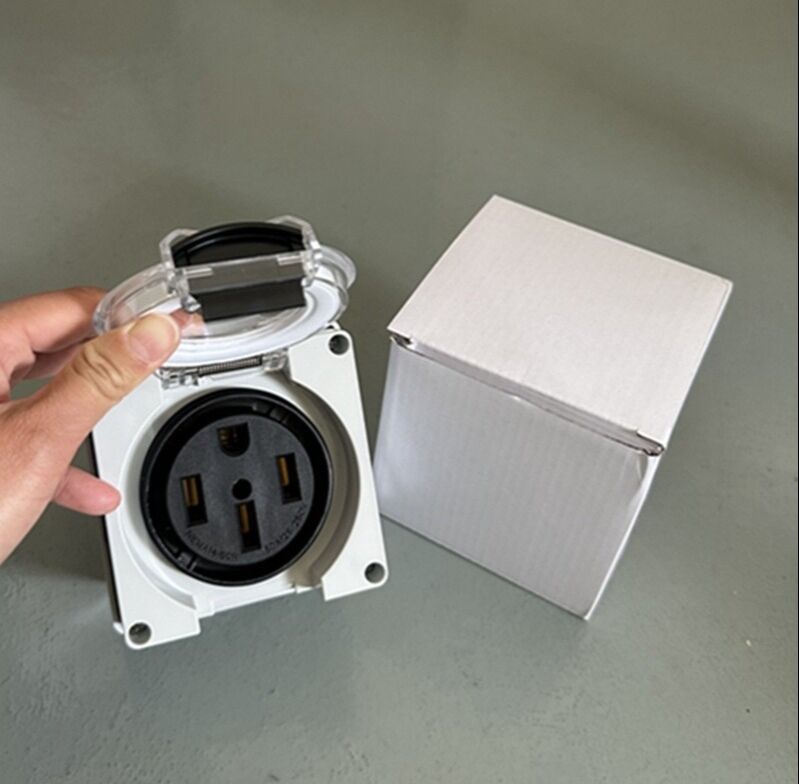 Nema Locking Charging Pile Socket 250v 50amp Rv Power Outlet Box Flame ...