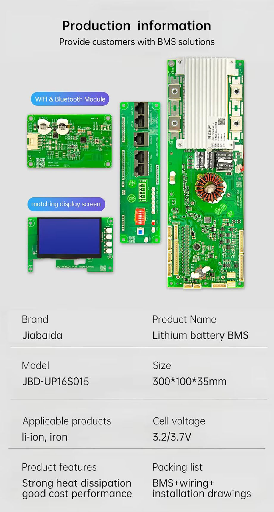 Jbd 16s48v200a Ess Home Energy Storage Smart Bms Inverter Deye Pylon ...