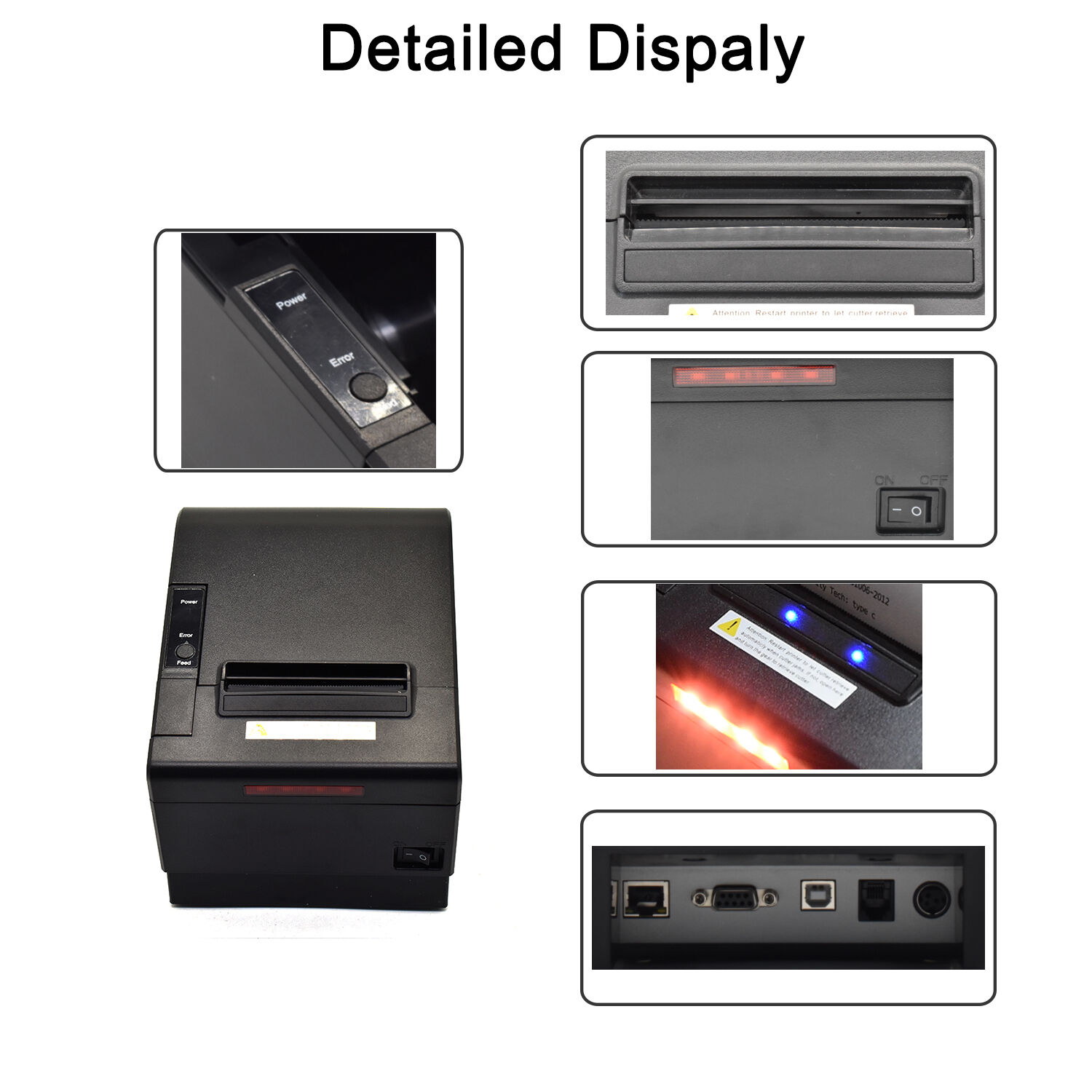80mm Auto Cut Thermal Receipt Ticket Printer With Sound And Light Alarm ...