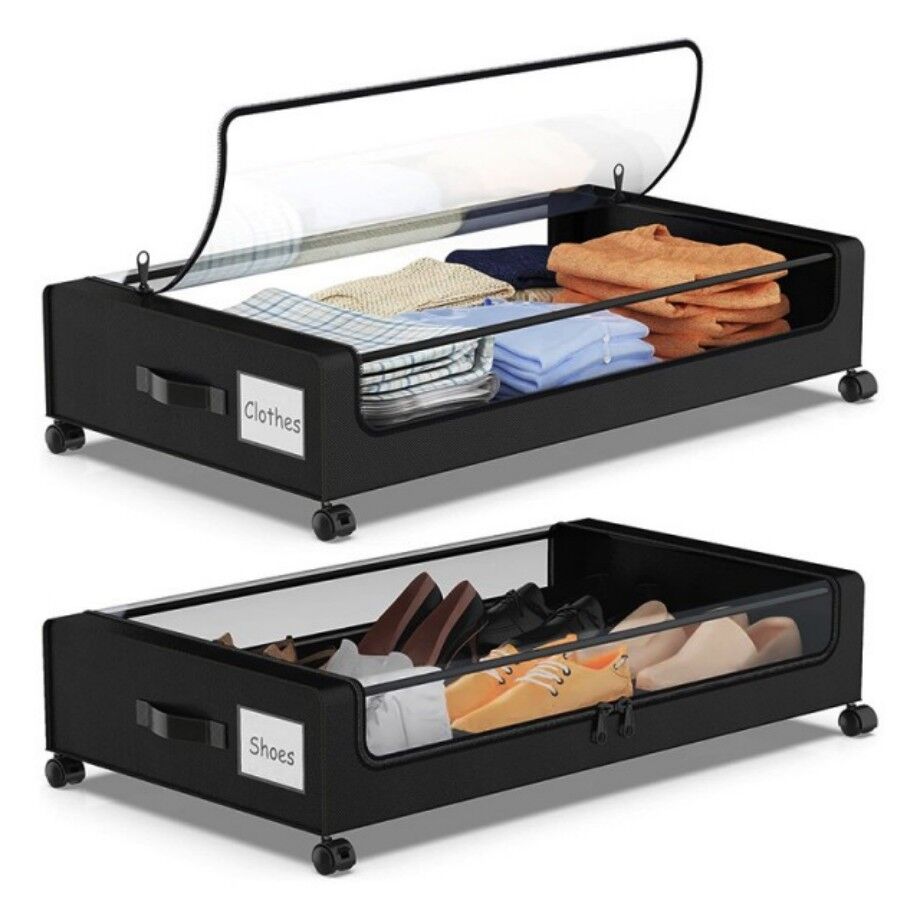 Under Bed Storage Container With Wheels, Wheeled Under-bed Organizer ...