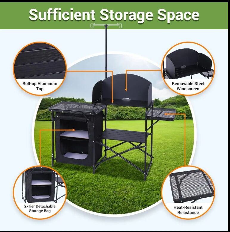 Outdoor Cooking Dining Station Camp Table Portable Folding Table Picnic ...