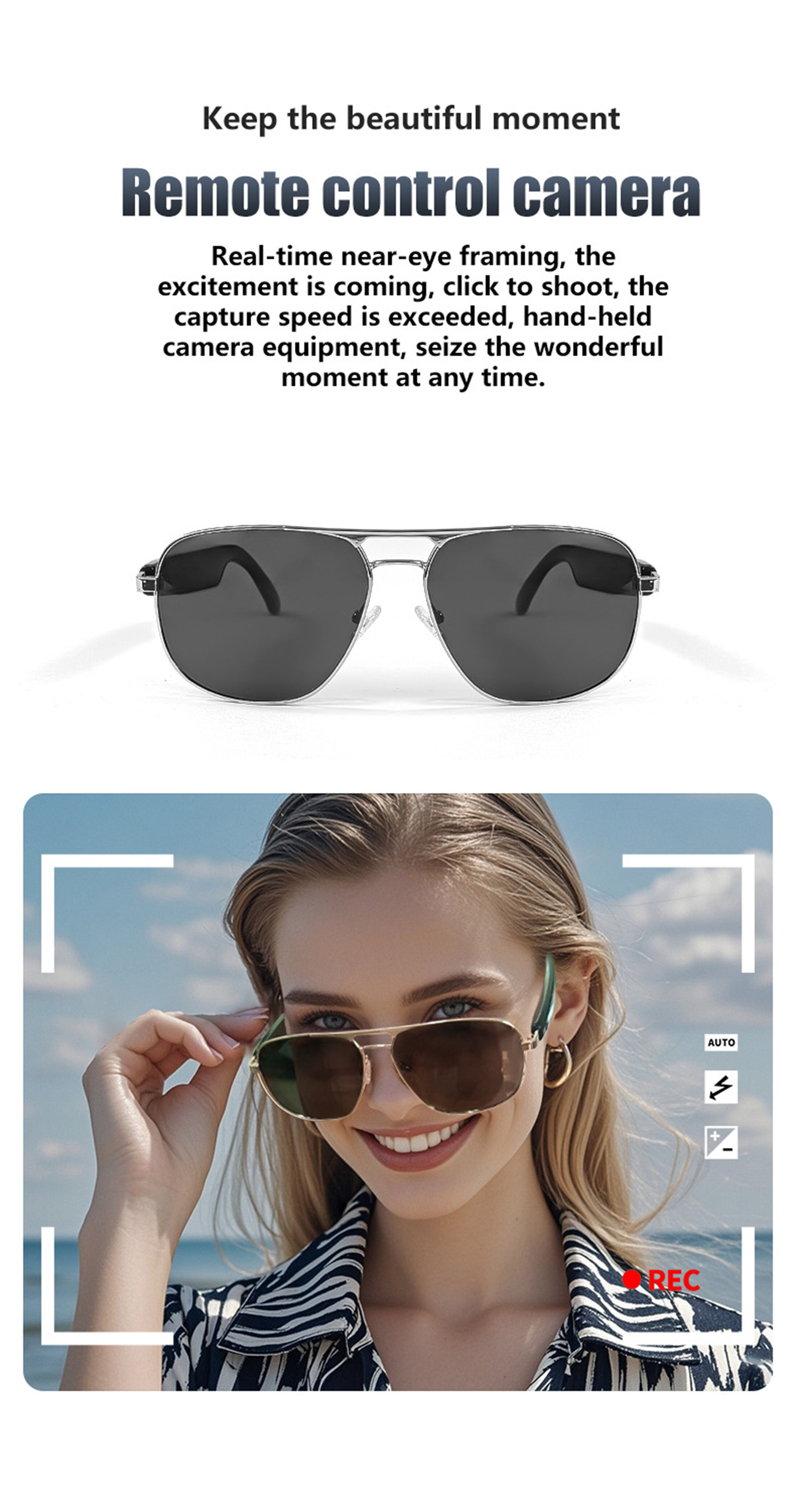 Uv400 Polarized Lens Sunglasses Lightweight Outdoor Sports Touch Audio Music Gs02 Bt Smart ...