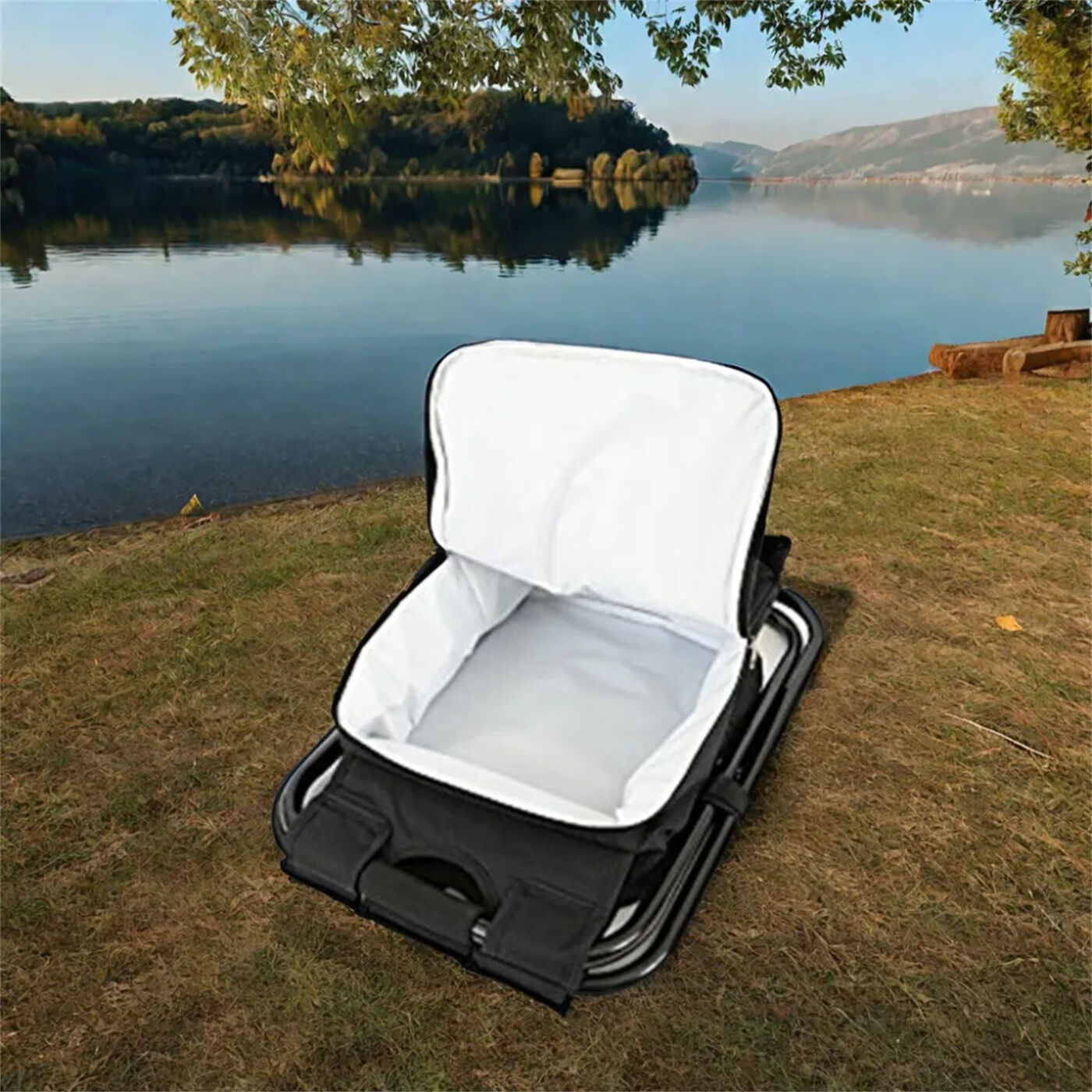 New Portable Outdoor Foldable Stool Chair With Cooler Bag Iron Metal ...