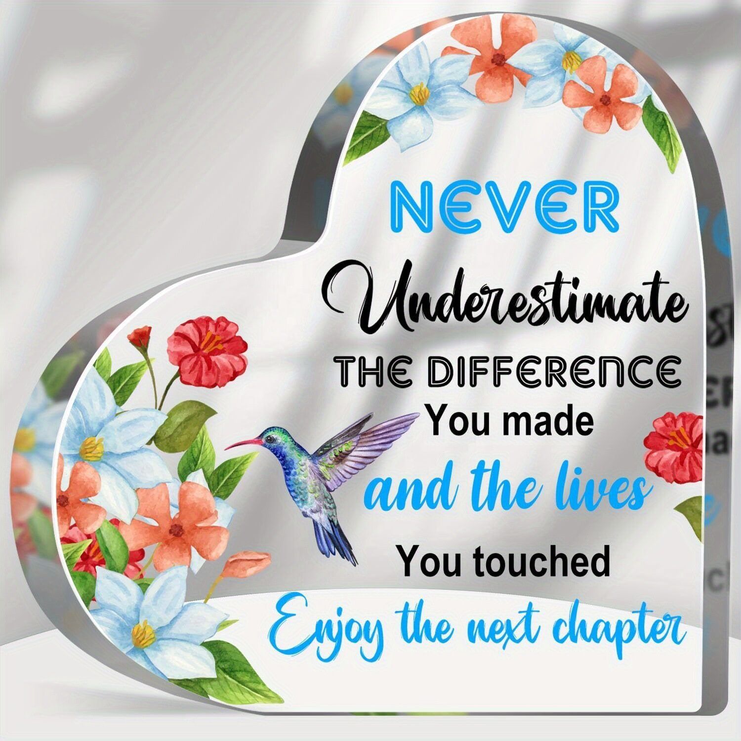Acrylic Heart Block Decor Sign Inspirational Gift Tables Centerpiece ...