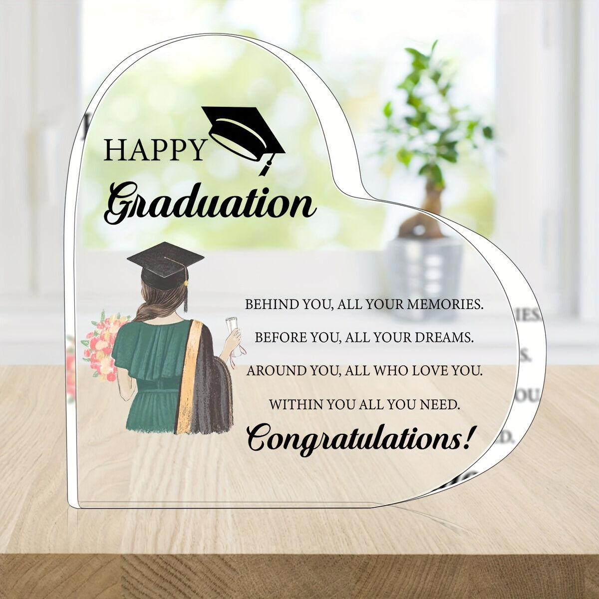 Acrylic Heart Block Decor Sign Inspirational Gift Tables Centerpiece ...