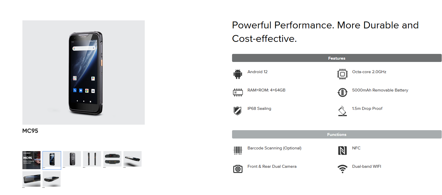 Chainway Mc95 Android12 5g Smart Phone 1d 2d Barcode Scanner Rugged Handheld 5g Mobile Computer ...
