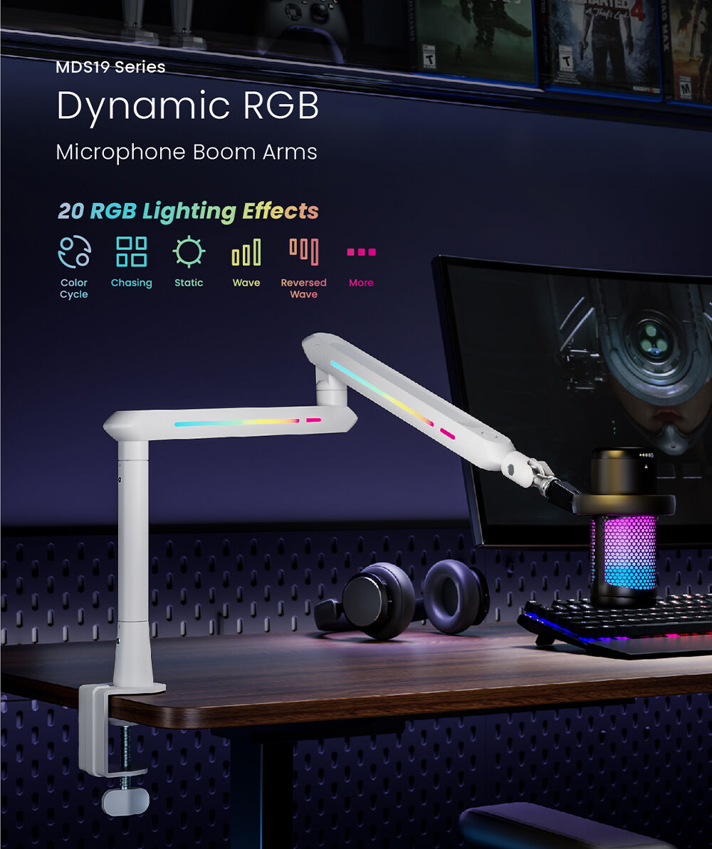 Mds19-1l Rgb Adjustable Mic Microphone Stand Scissor Arm Studio Desk ...