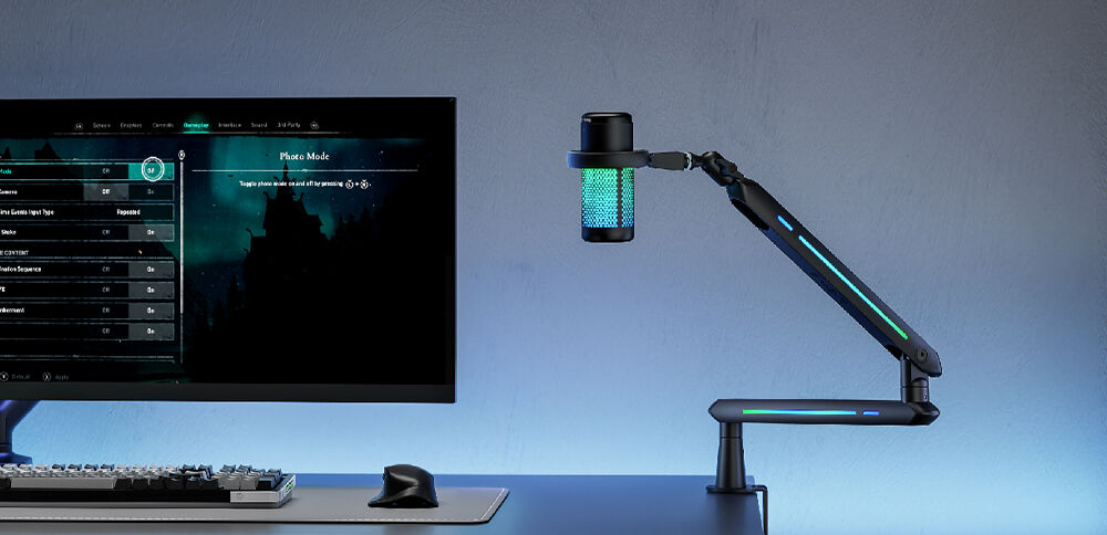 Mds19-1l Rgb Adjustable Mic Microphone Stand Scissor Arm Studio Desk ...