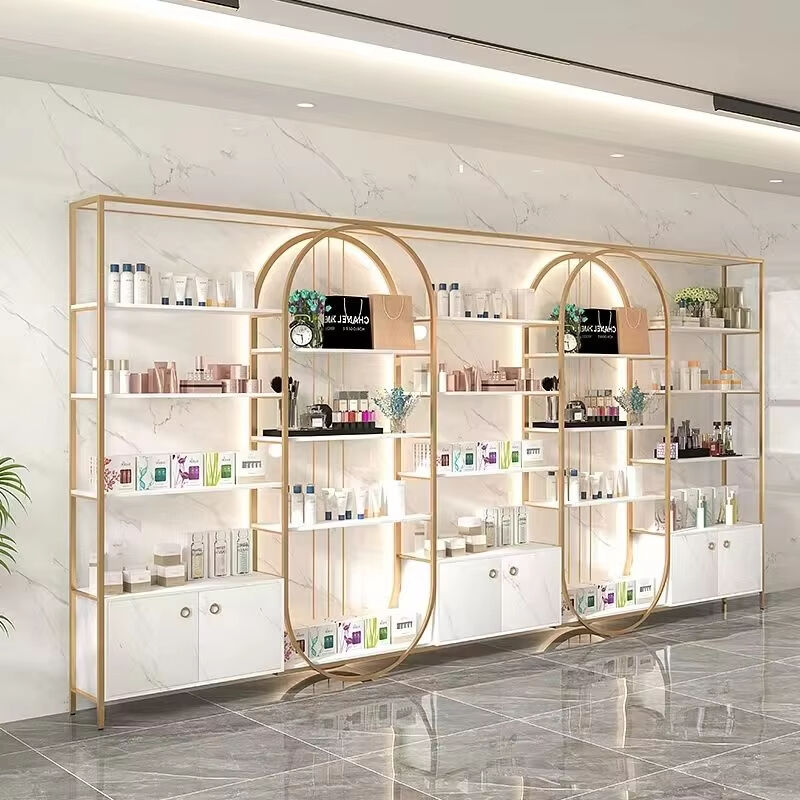 Customized Wooden Cosmetic Shelf Display Cabinets And Cosmetic Display ...