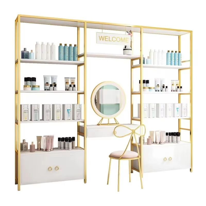 Customized Wooden Cosmetic Shelf Display Cabinets And Cosmetic Display ...
