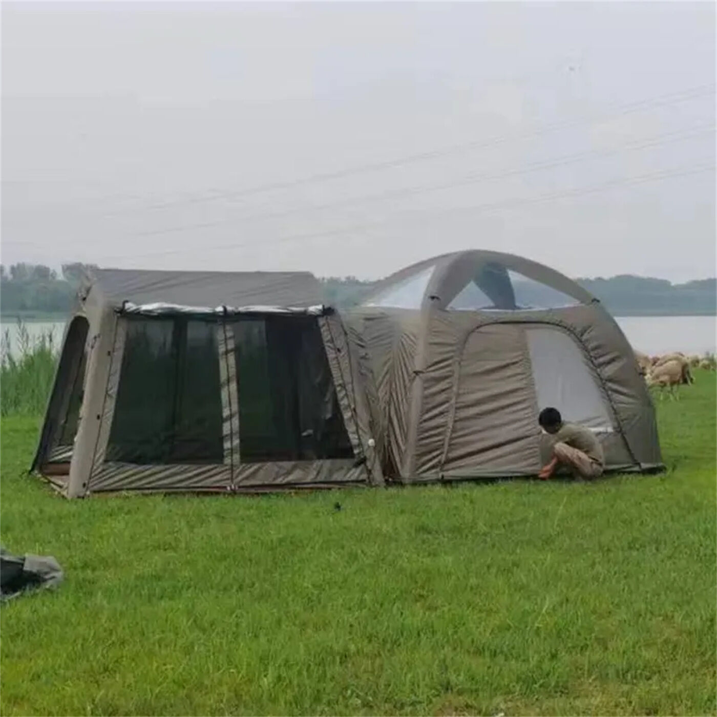 4 Person Luxury Canvas Inflatable Tent Price Family Glamping Waterproof ...