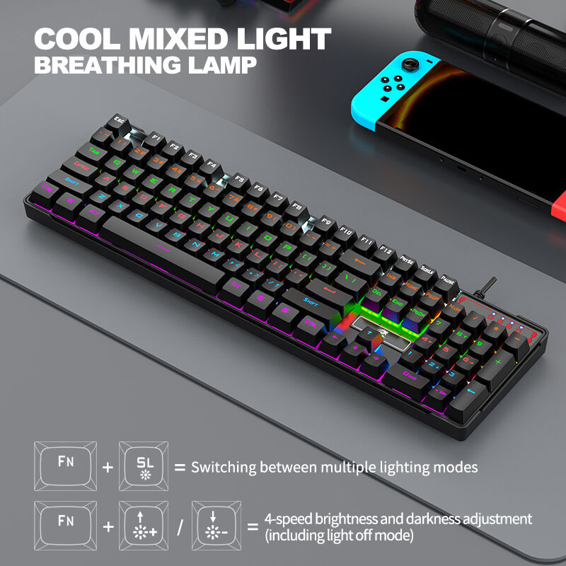 Mechanical Gaming Keyboard,rgb 104 Keys Rainbow Led Backlit Usb Wired ...