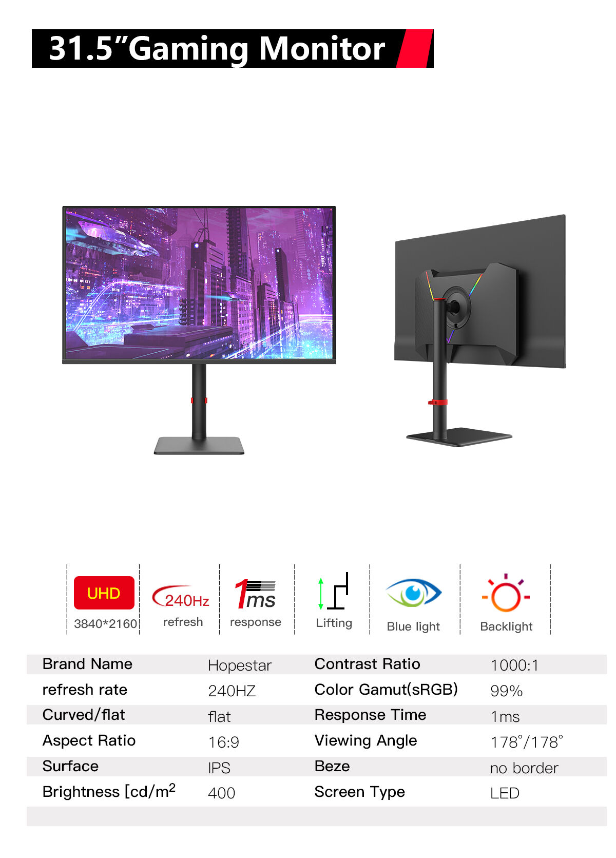 New Design 31.5 Inch 3840*2160p Hd 4k Screen 240hz Oled Panel Monitor ...