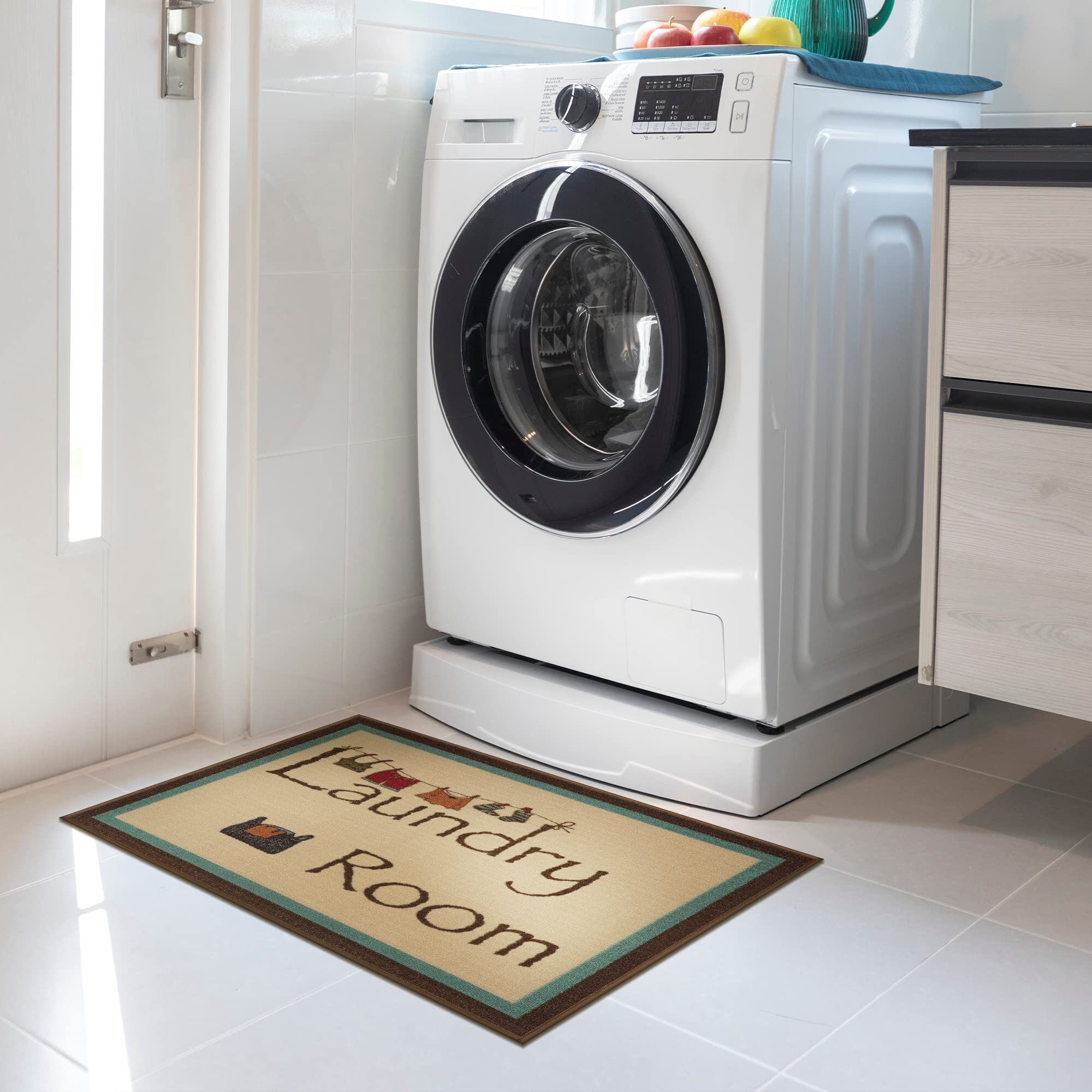 Non-slip Rubber Water Absorbent Machine Washable Laundry Bathroom ...