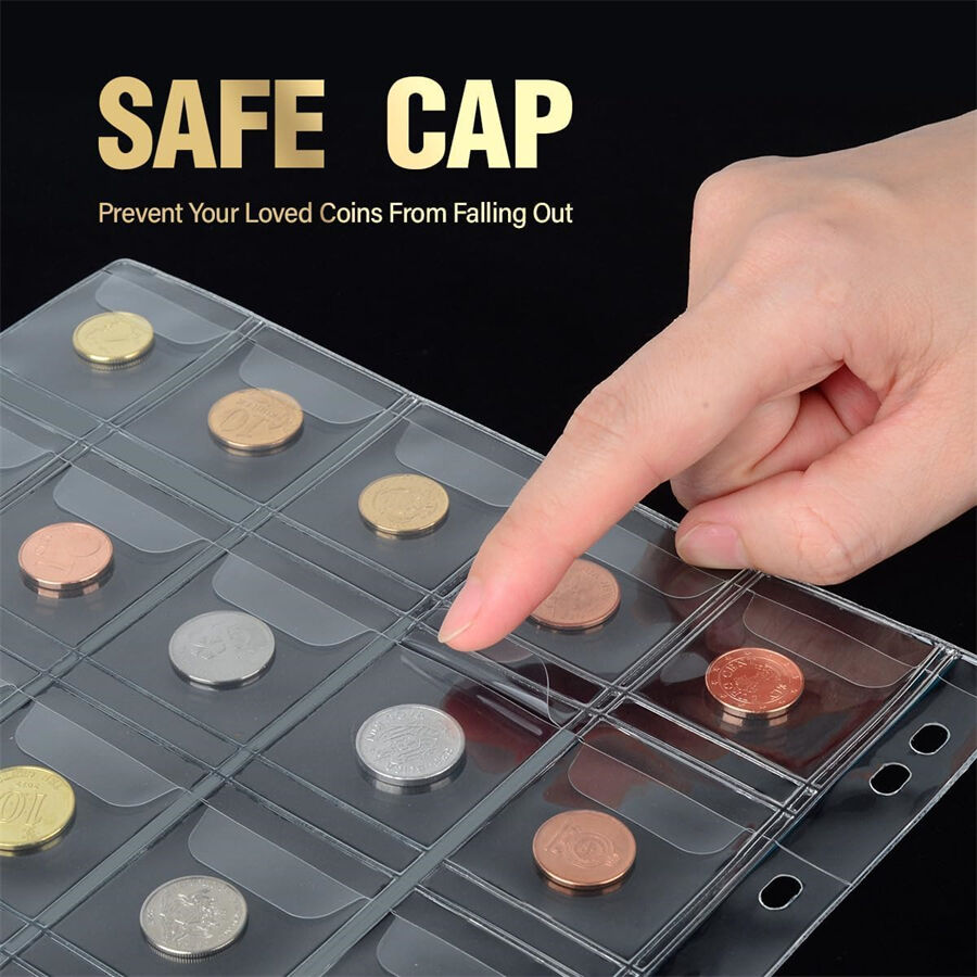 Leather Brown Coin Collection Book Holder Zippered Coin Album Binder ...