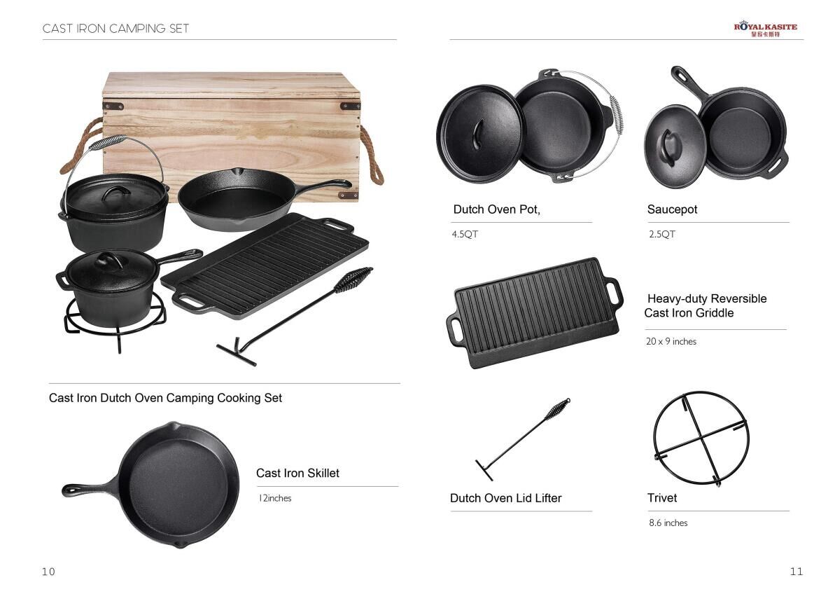 Wholesale Pre-seasoned 6pcs Cast Iron Pots And Pans Set For Outdoor ...