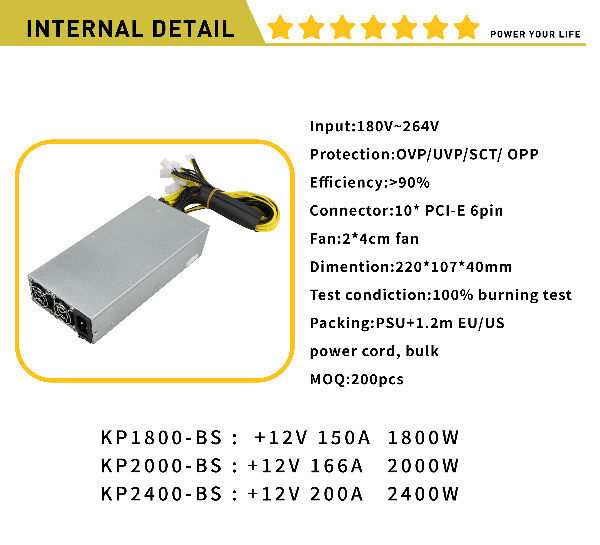 Kinpower 1u High Efficiency Mining Machine Power Supply 1800w-2400w ...