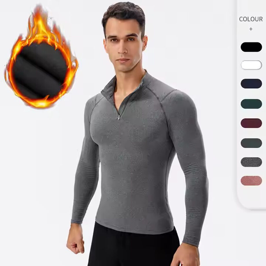 Muscle T Shirt Men Slim Fit Long Sleeves Mock Neck Gym Compression T ...