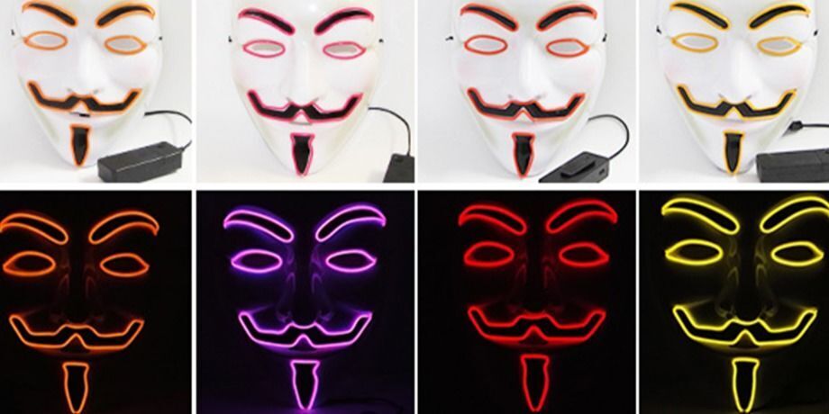Buy China Wholesale Led El Wire Light Up V For Vendetta Mask Halloween ...