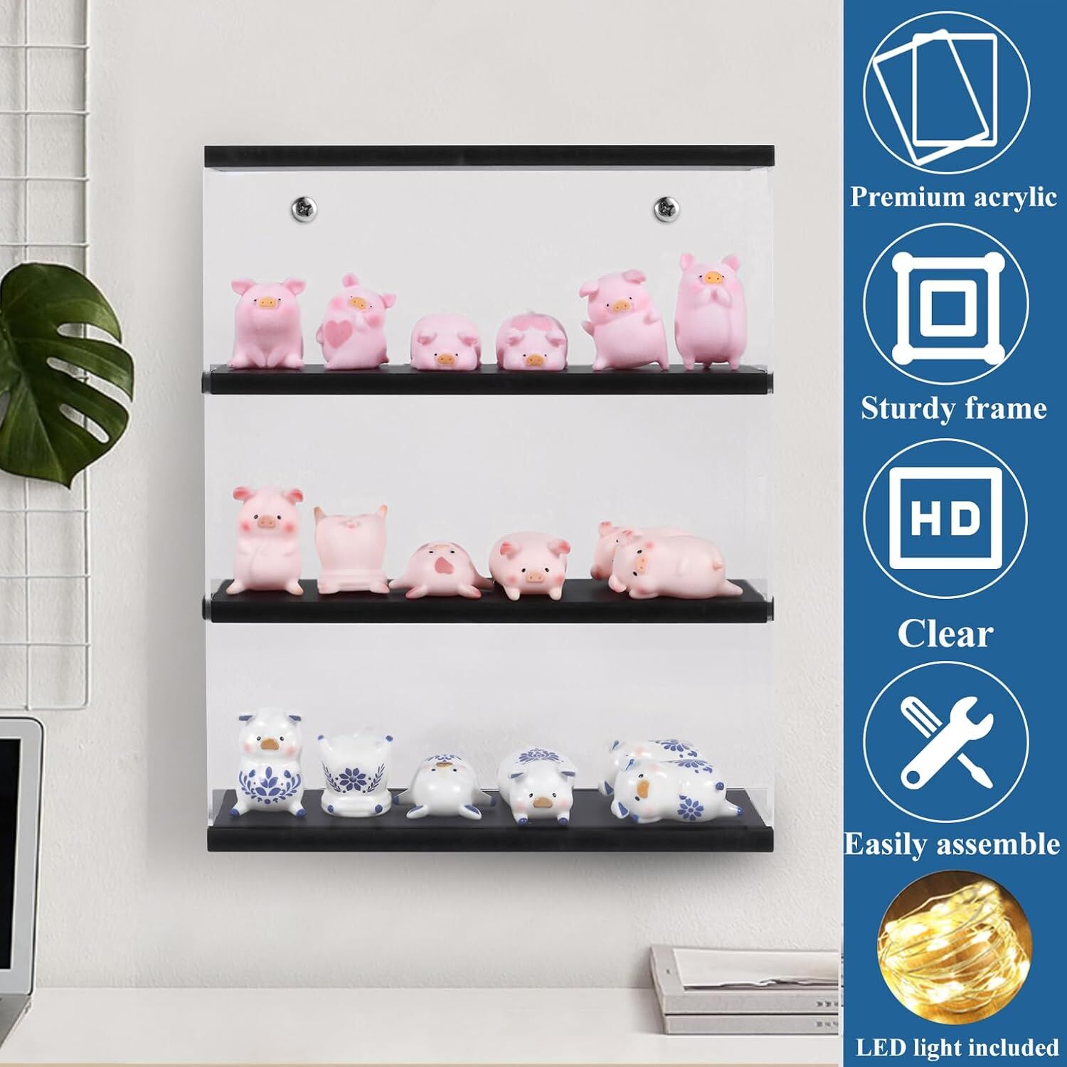 Wall Mounted Shelves Clear Acrylic Collectibles Showcase Display Case ...
