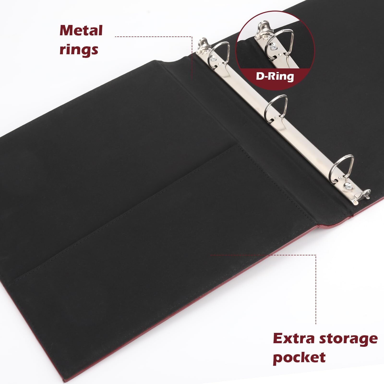 Wholesale Red 3 Ring Binder Cover Leather Binder Organizer 1 Inch D ...