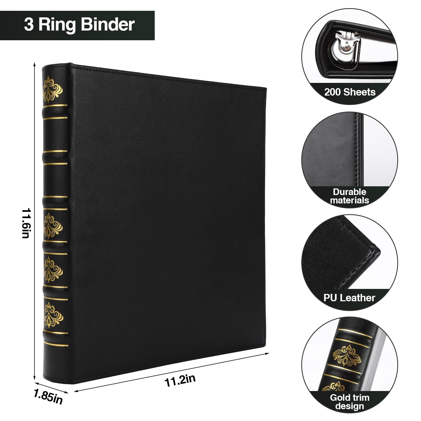 High Quality 3 Ring Binder Leather Binder Organizer 1 Inch D Ring Cover ...