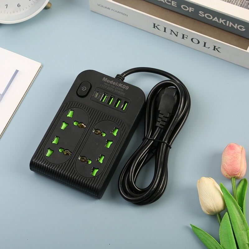 Global Socke3 Way Plug Adapter Uk, Multi Plug Extension With 6 Usb, 13a ...