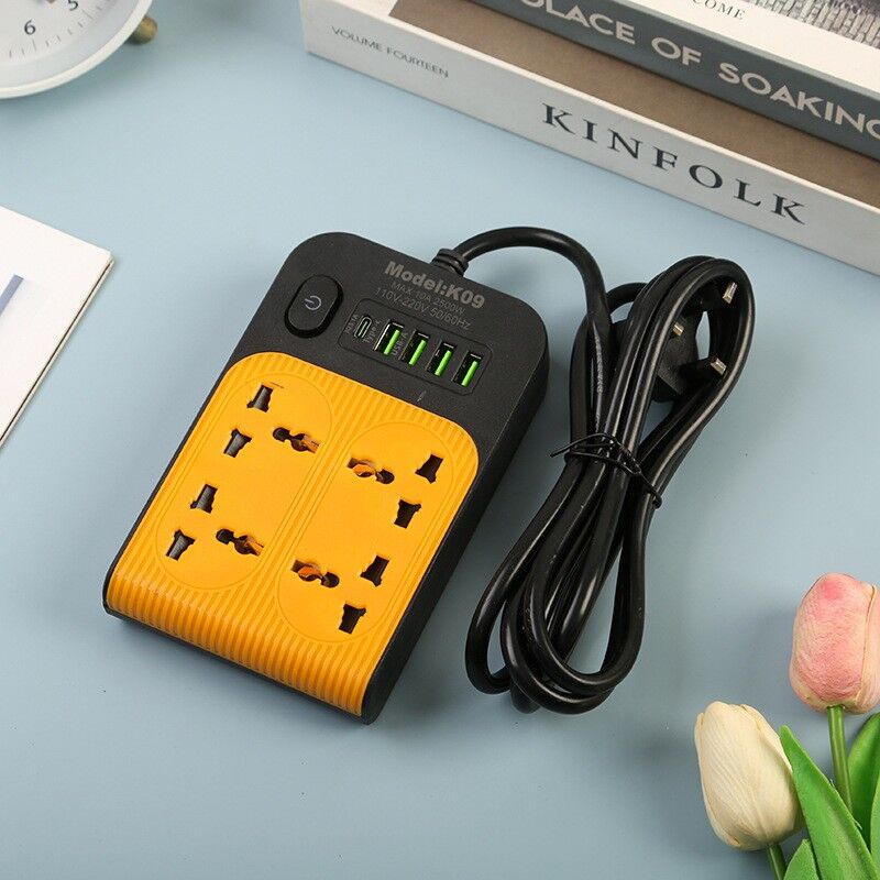 Global Socke3 Way Plug Adapter Uk, Multi Plug Extension With 6 Usb, 13a ...