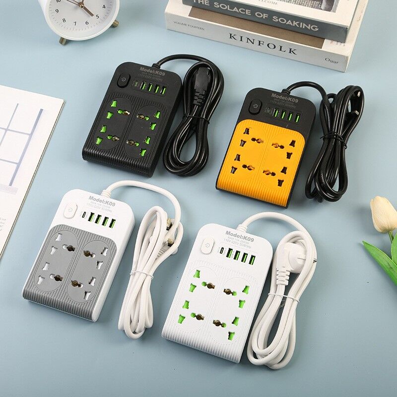 Global Socke3 Way Plug Adapter Uk, Multi Plug Extension With 6 Usb, 13a ...