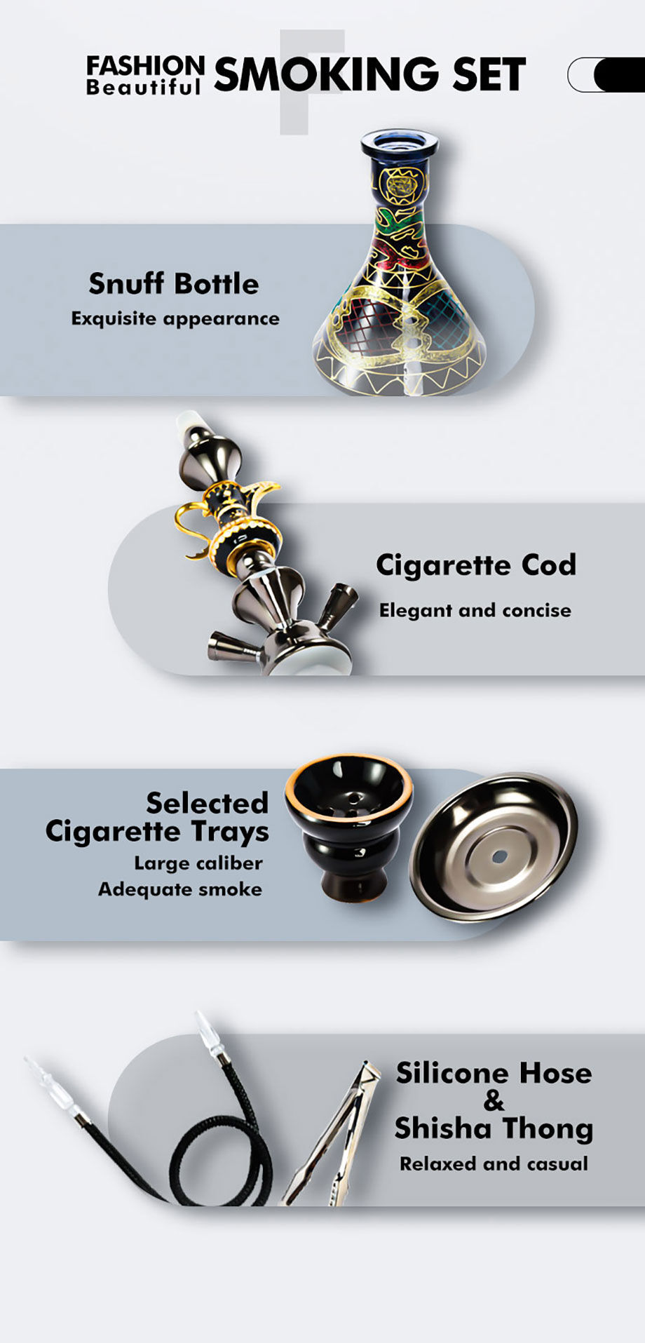 Night Club Hookah Bar Shisha Set Metal Bronze Sheesha Led Light ...