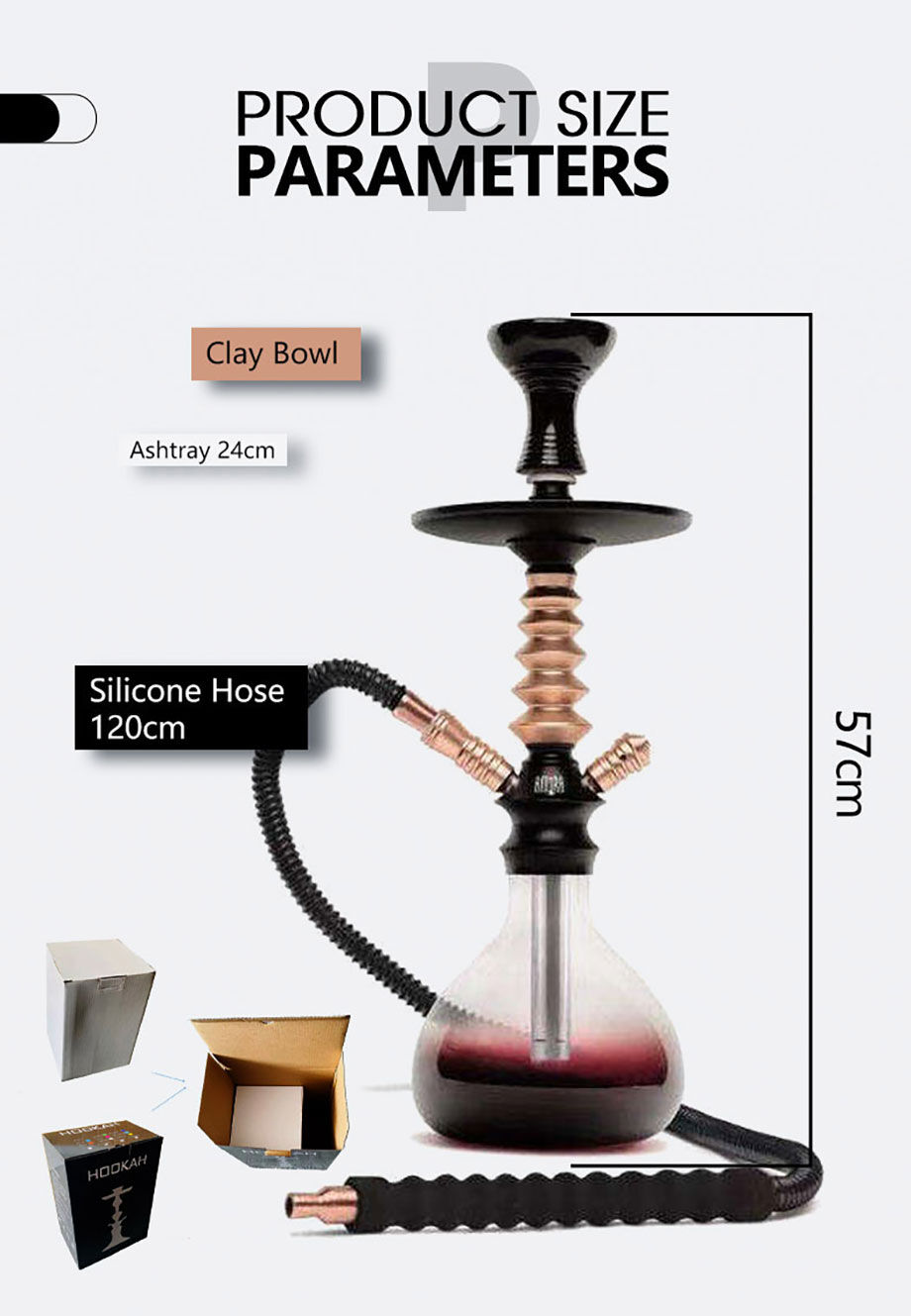 Night Club Hookah Bar Shisha Set Metal Bronze Sheesha Led Light ...