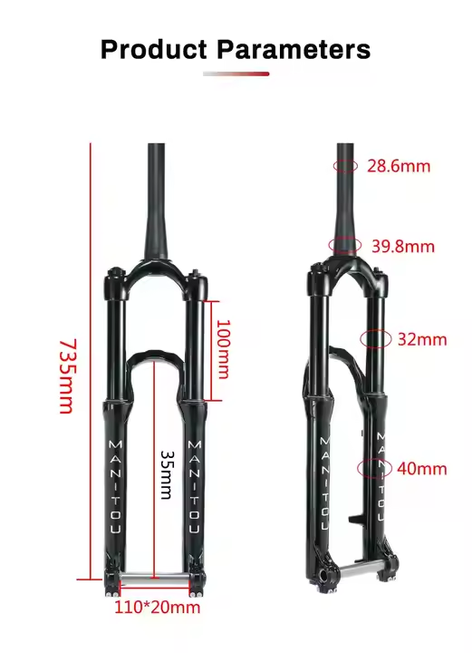 Bicycle Fork Air Suspension 26" Tapered Aluminum Alloy Dirt Bike Front ...
