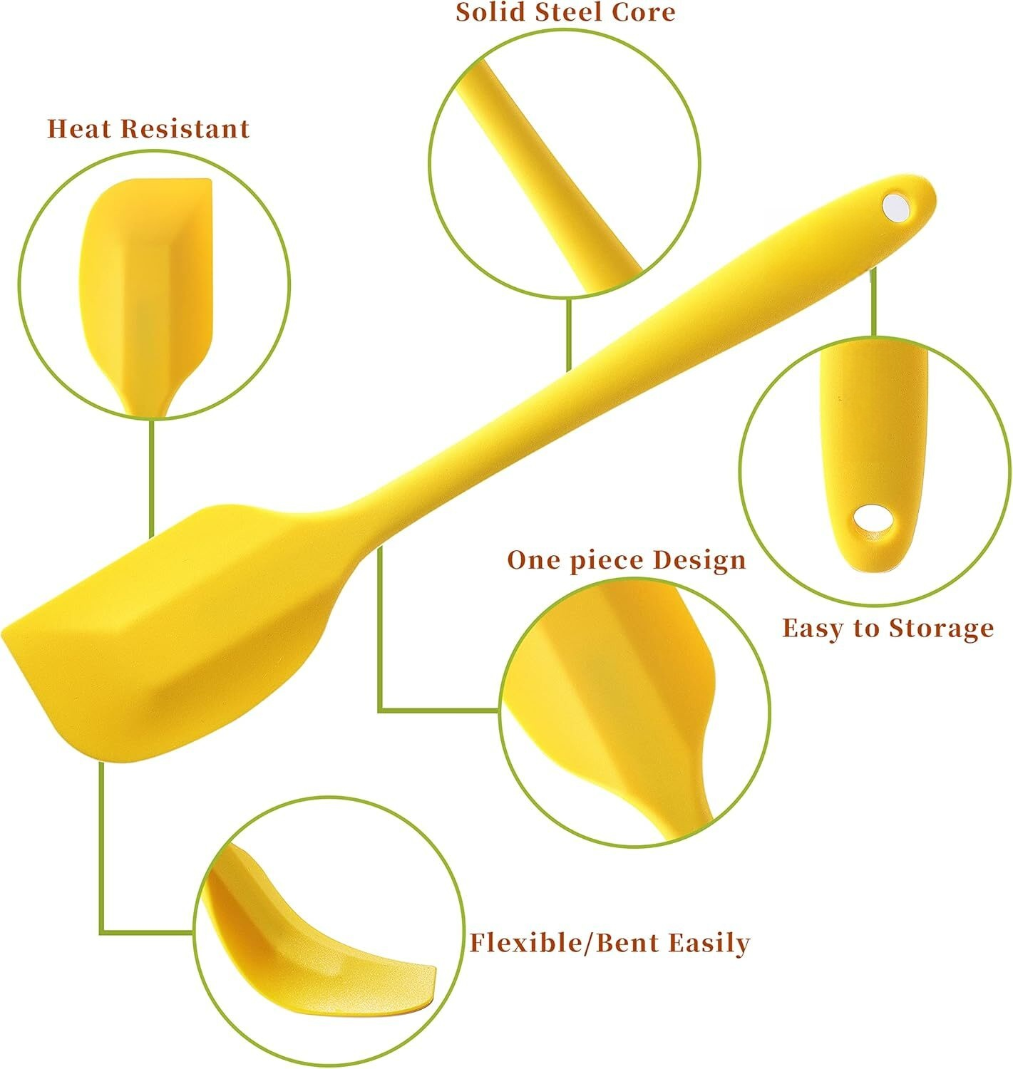 5pcs Silicone Rubber Spatula Set, Vituer Food Grade Bpa-free Spatulas ...