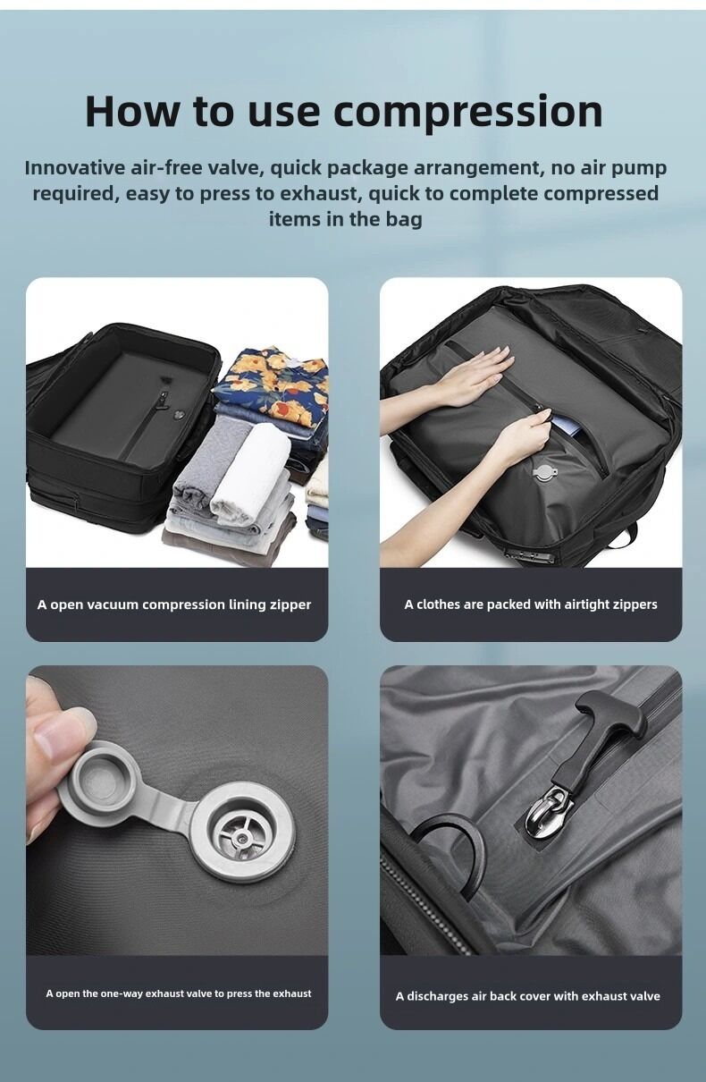 Custom Logo Multi-function Laptop Backpack Air Tight Vacuum Compression ...