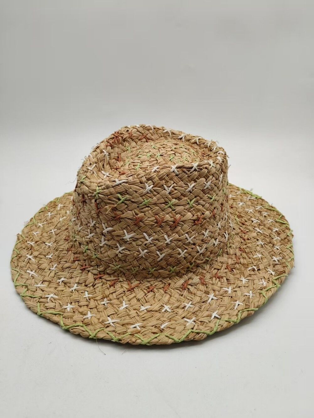 Wholesale Ladies Multicolor Cross Pattern Straw Hat - China Wholesale ...