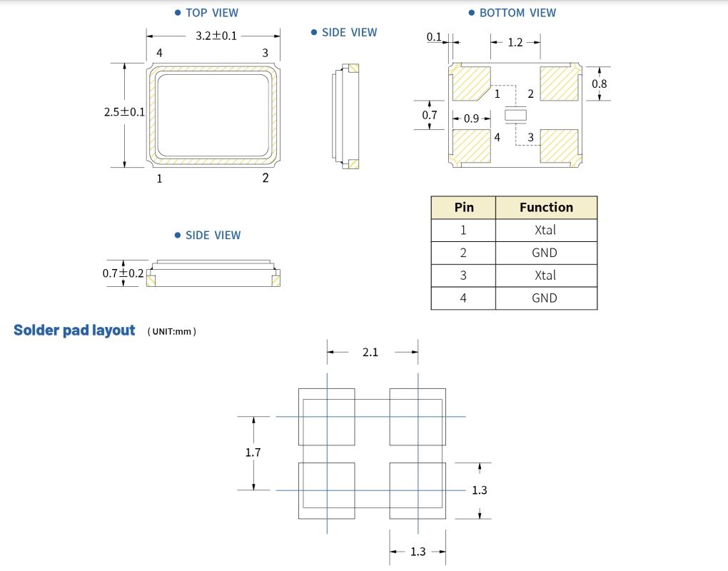 Manufacturer Supply High Precision Xtal 4pad 40mhz 12pf 3225 Smd Quartz ...