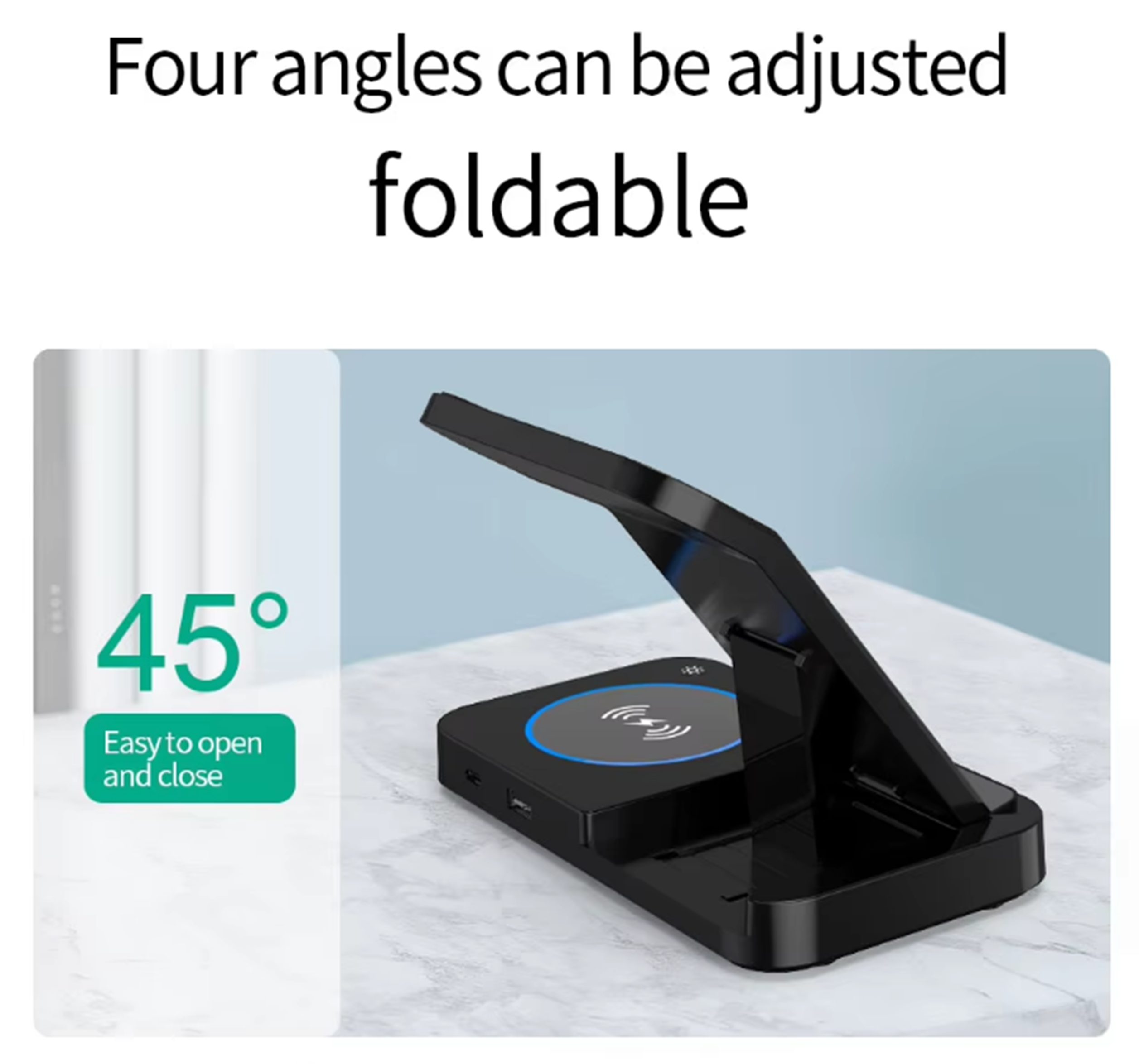 Foldable Desktop 3 In1 15w Wireless Charger 4 In 1 Desk Lamp Mobile ...