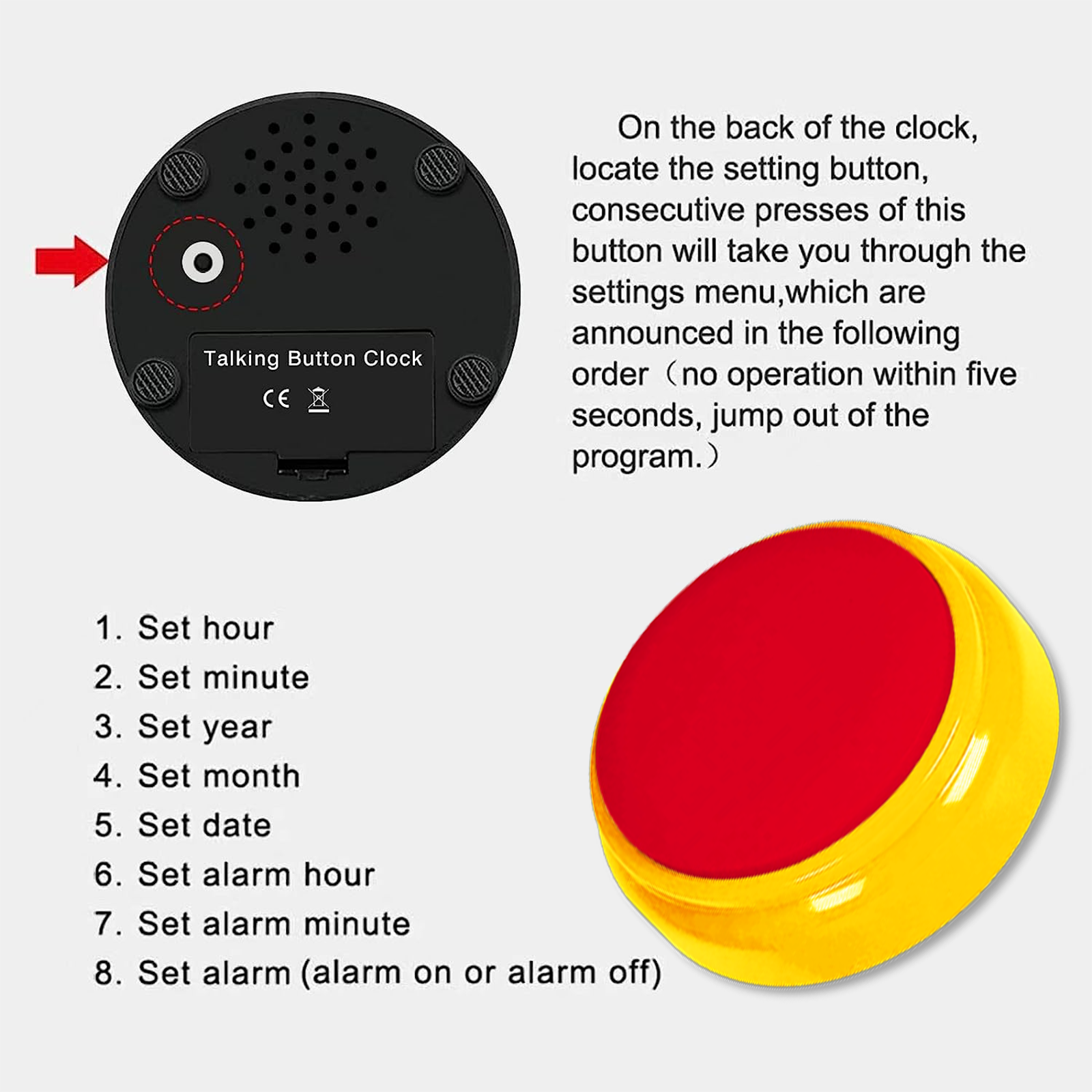 Talking Alarm Clock For The Blind, Talking Clock For Low Vision ...