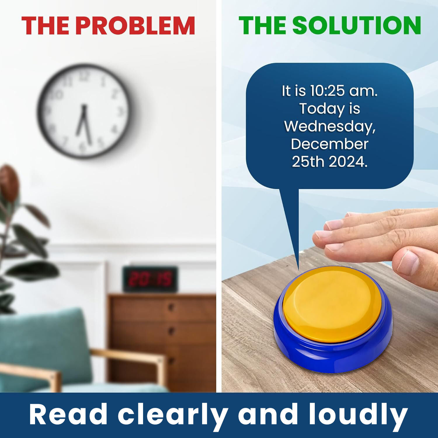Talking Alarm Clock For The Blind, Talking Clock For Low Vision ...