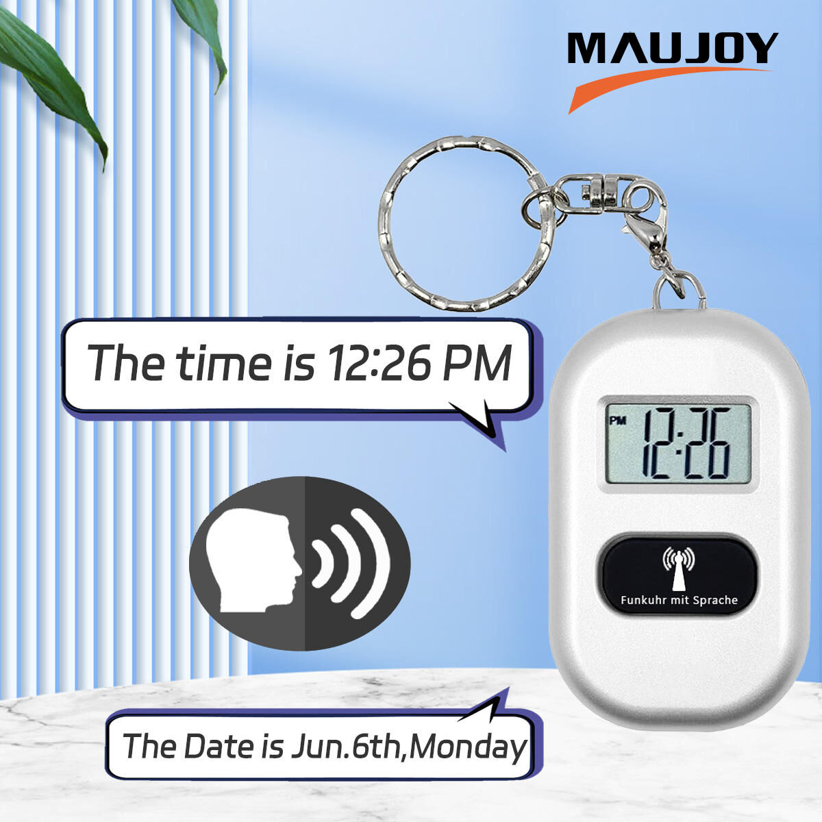 English/german/french Atomic Talking Keychain Clock With Alarm, Hourly ...