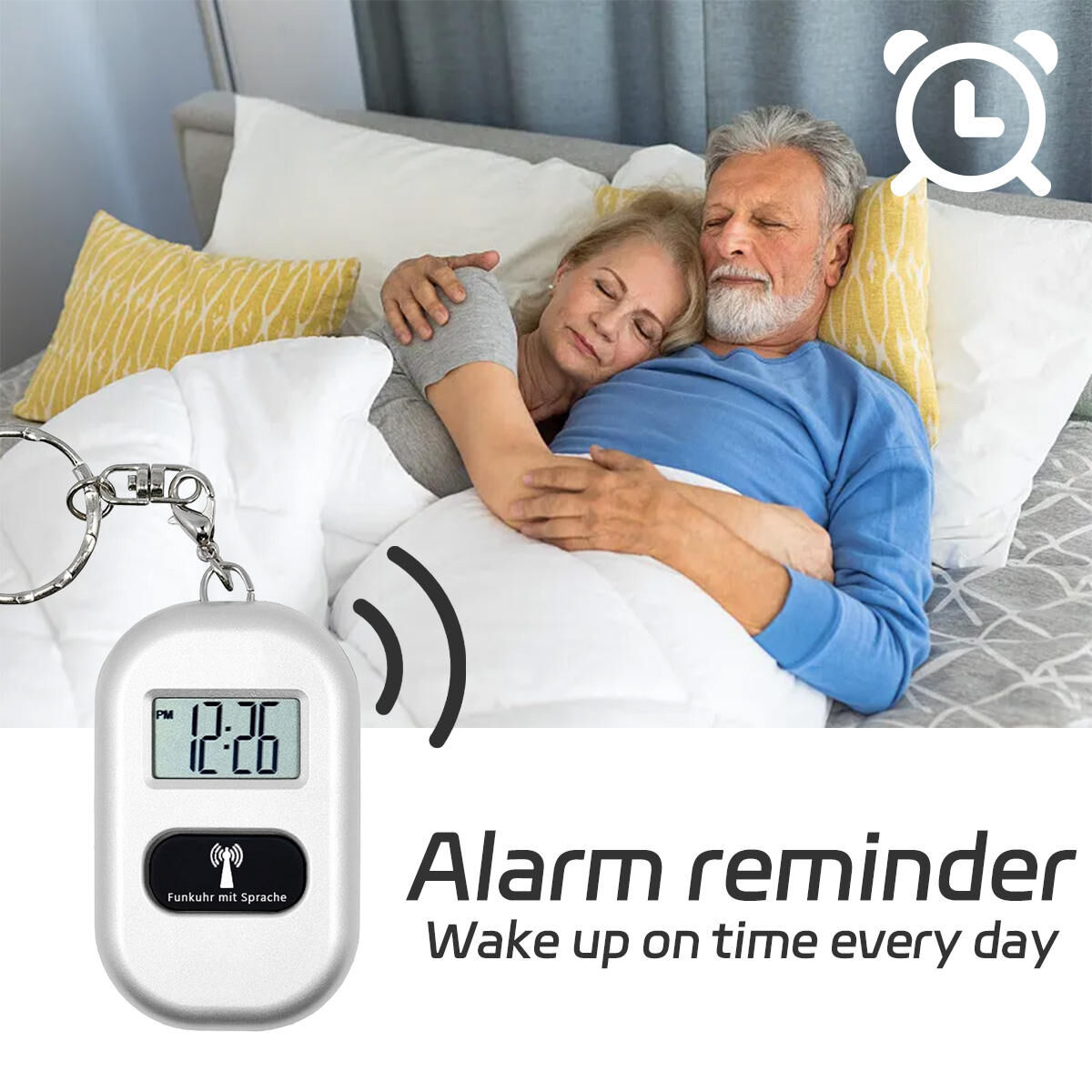 English/german/french Atomic Talking Keychain Clock With Alarm, Hourly ...