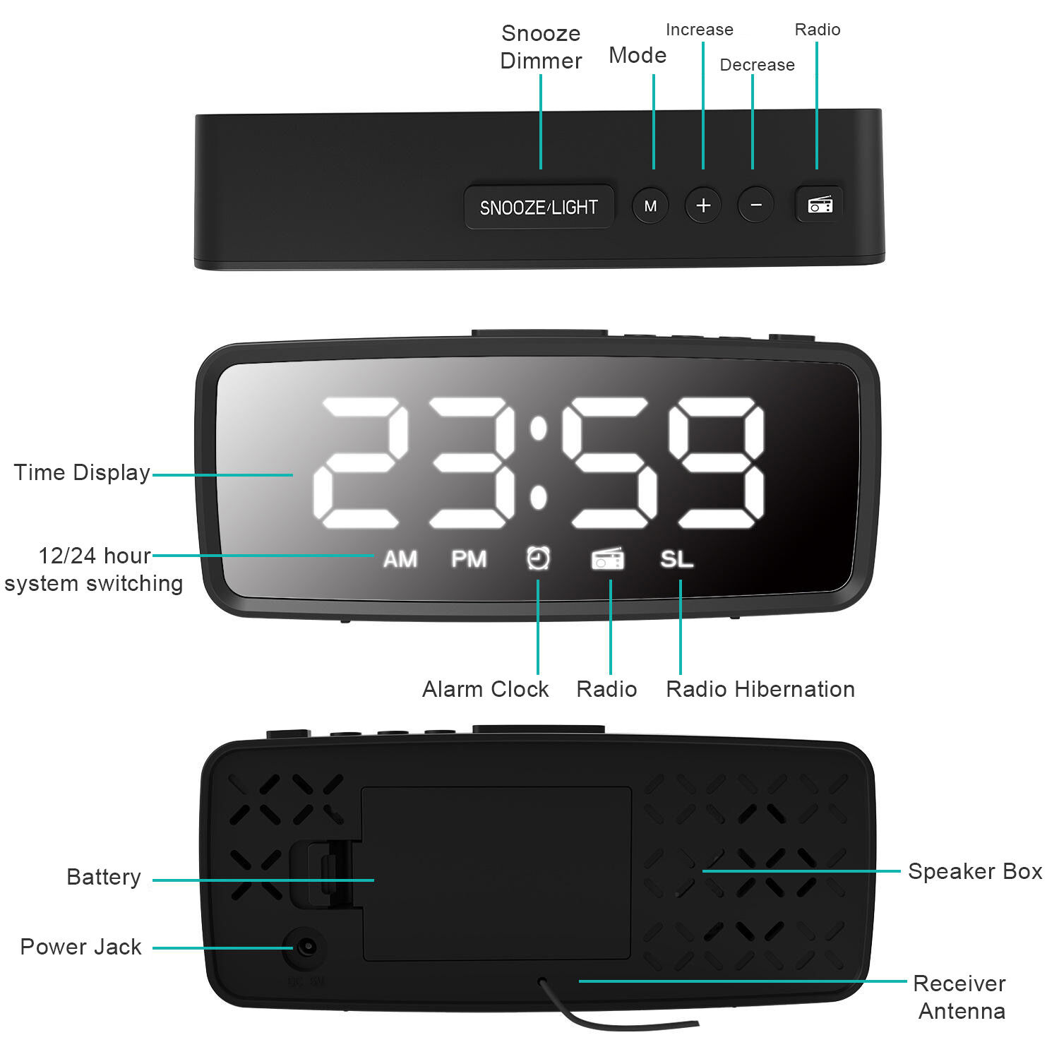 Night Light Desk Led Countdown Timer Loud Voice Alarm Hourly Telling ...