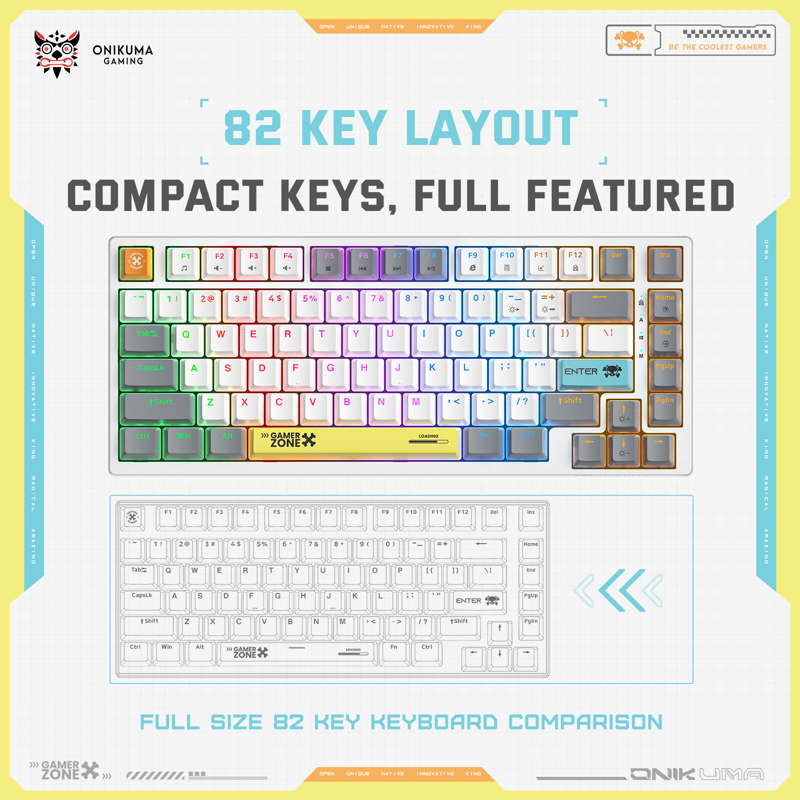 Onikuma G58 Good Wired Mechanical Gaming Rgb Lighting Hot-swappable ...