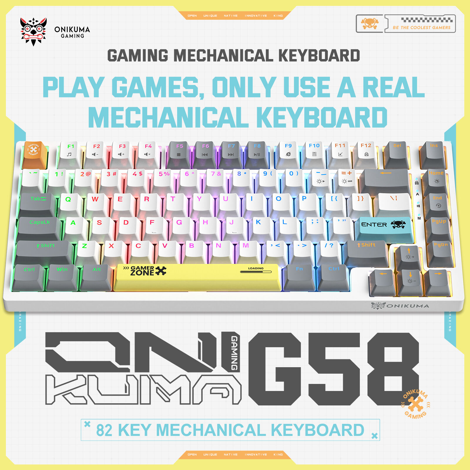 Onikuma G58 Good Wired Mechanical Gaming Rgb Lighting Hot-swappable ...