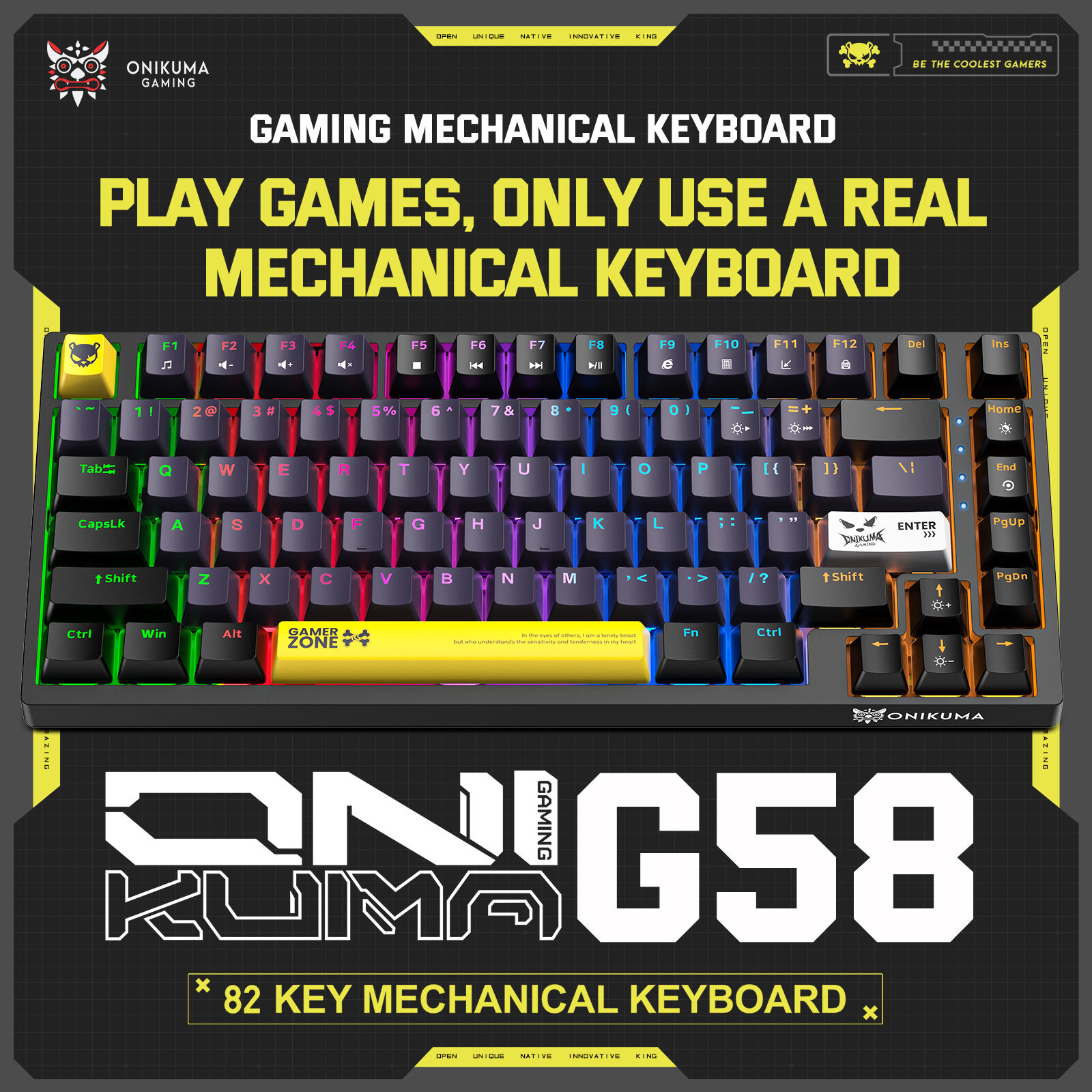 Onikuma G58 Good Wired Mechanical Gaming Rgb Lighting Hot-swappable ...