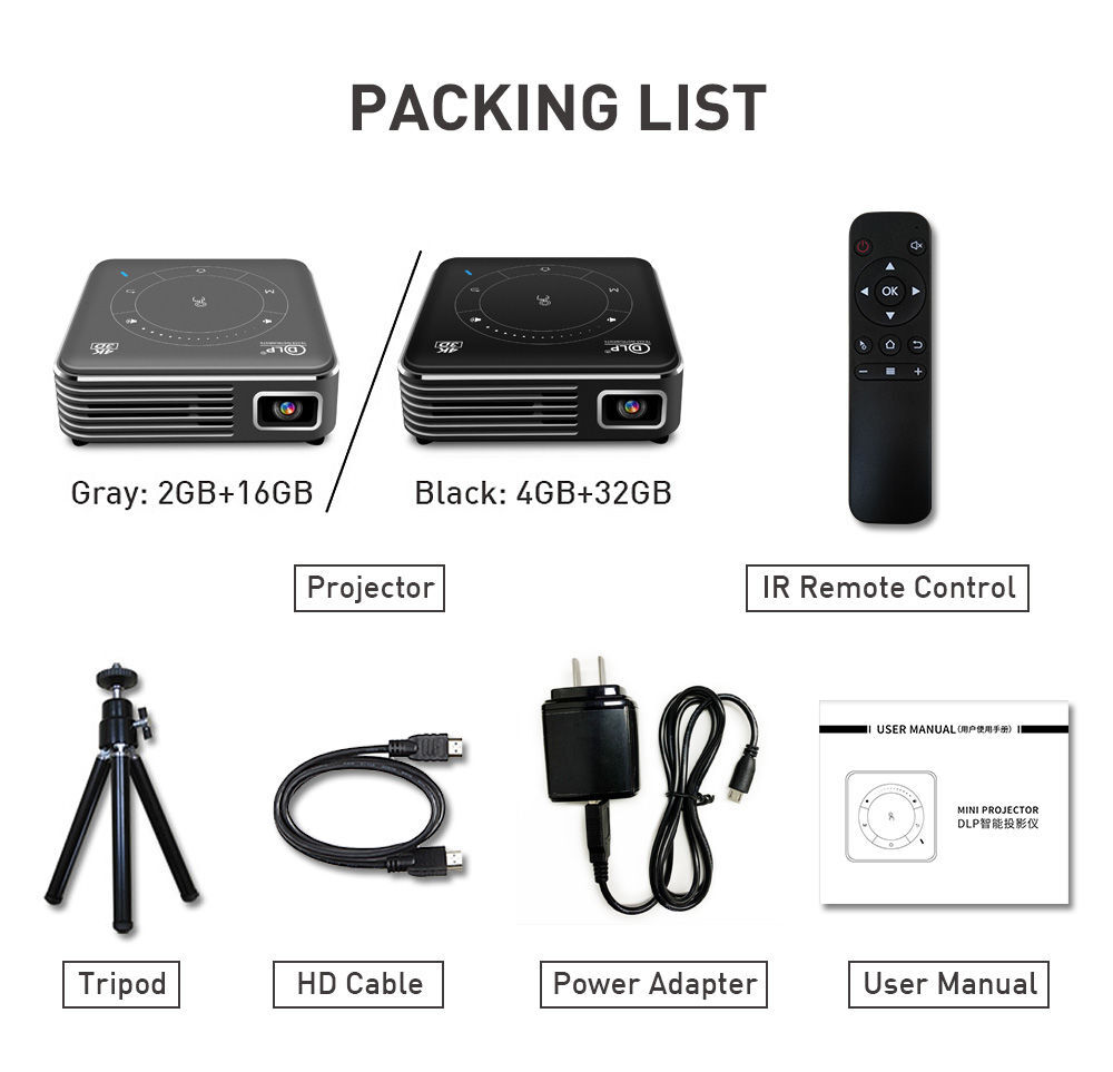 Mini Projector Portable Smart Wireless Dlp Projector With 5g Wifi And ...